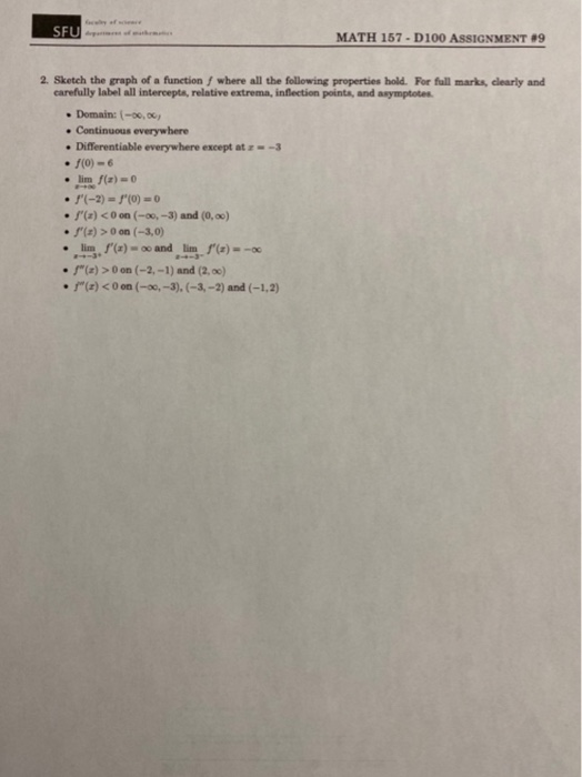 Solved SFU- MATH 157 - D100 ASSIGNMENT #9 2. Sketch the | Chegg.com