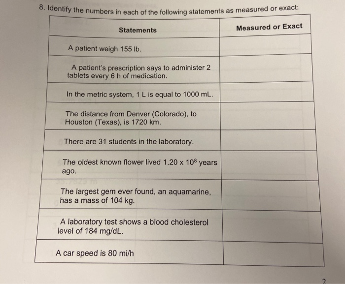Solved 8. Identify the numbers in each of the following the | Chegg.com