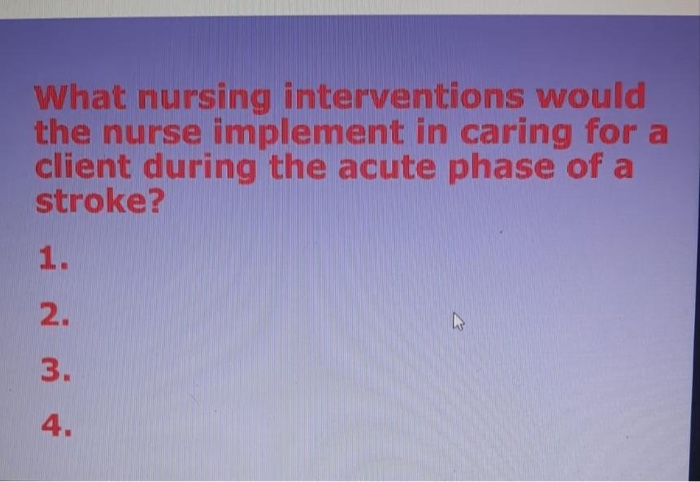 Solved What nursing interventions would the nurse implement | Chegg.com