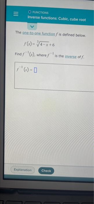 Solved O FUNCTIONS Inverse functions: Cubic, cube root The | Chegg.com