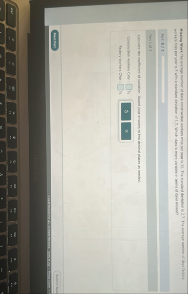 Solved Missing Work The average number of days construction | Chegg.com