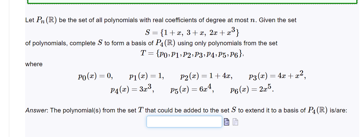 Solved Let Pn(R) ﻿be the set of all polynomials with real | Chegg.com