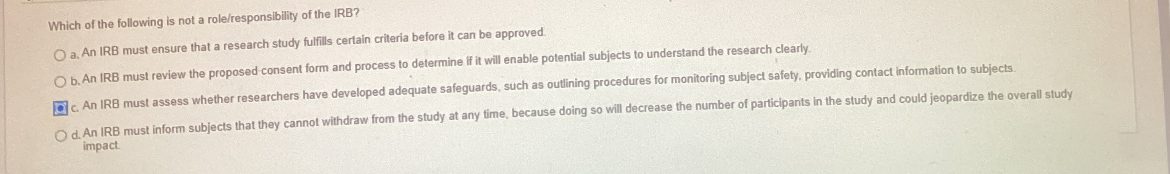 Solved Which of the following is not a role/responsibility | Chegg.com