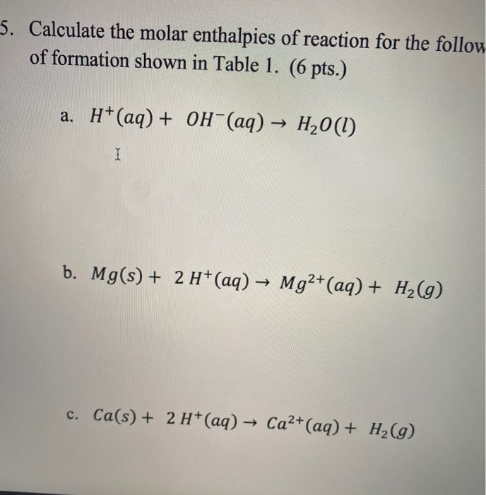 Solved 6. Compare the average molar enthalpies of | Chegg.com