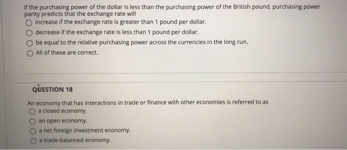 Solved If the purchasing power of the dollar is less than | Chegg.com