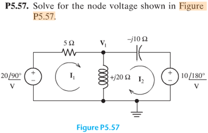 Solved Solve for the node voltage shown in Figure P5.57. | Chegg.com