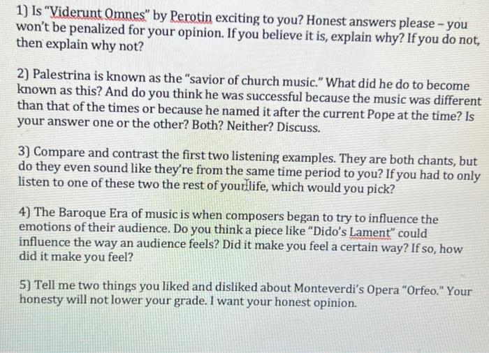 1) Is "Viderunt omnes" by Perotin exciting to you? | Chegg.com