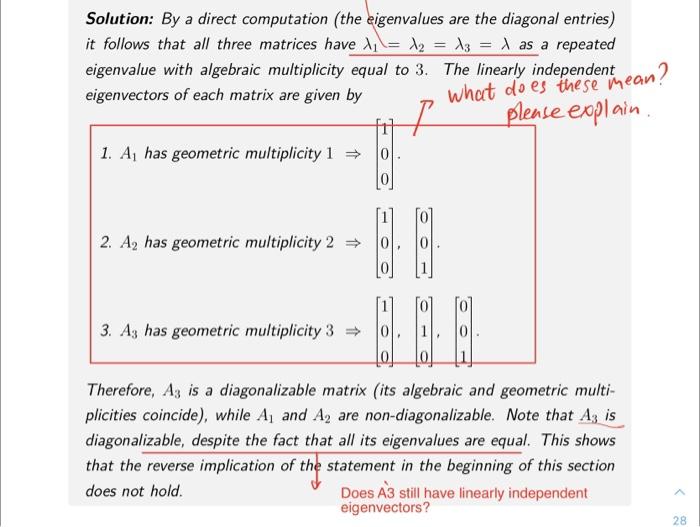 Solved linearly independent eigenvectors by k | Chegg.com