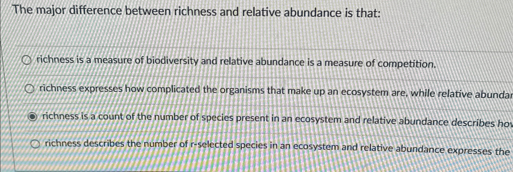 Solved The major difference between richness and relative | Chegg.com