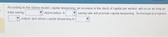 Solved According to the Solow model, capital deepening, an | Chegg.com