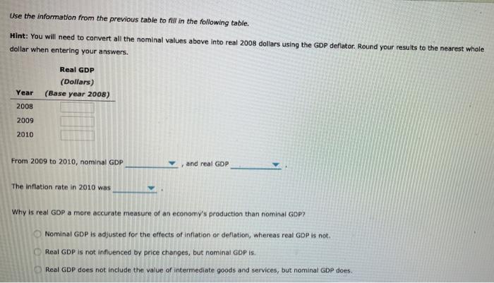 Solved 4. Real versus nominal values and correcting for | Chegg.com