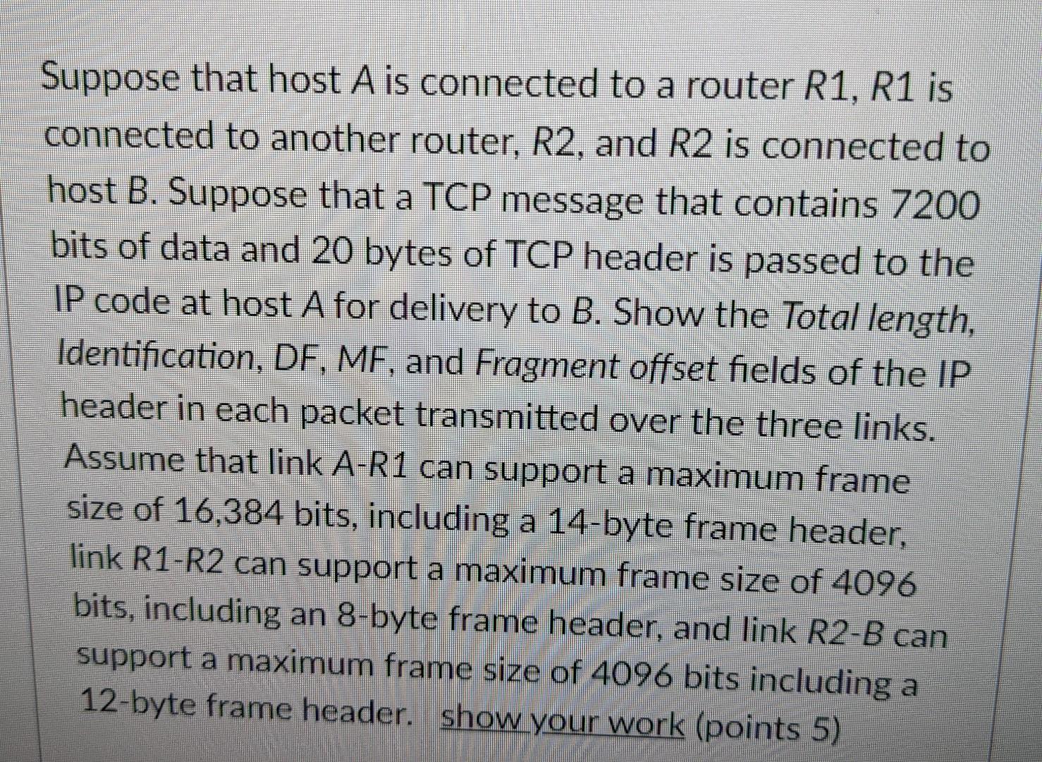 Solved Suppose that host A is connected to a router R1, R1 | Chegg.com