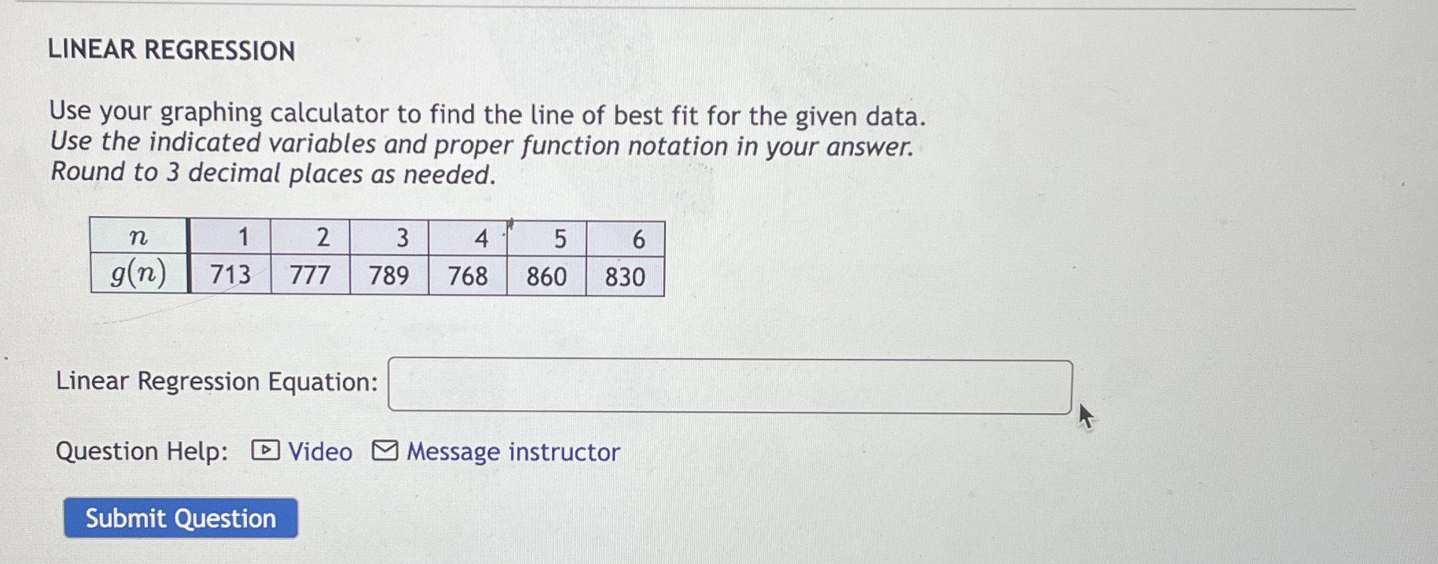 Solved LINEAR REGRESSIONUse your graphing calculator to find | Chegg.com