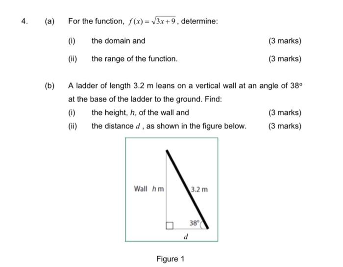 Solved (a) For the function, \\( f(x)=\\sqrt{3 x+9} \\), | Chegg.com