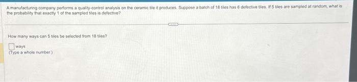 Solved A manufacturing company performs a quality-control | Chegg.com