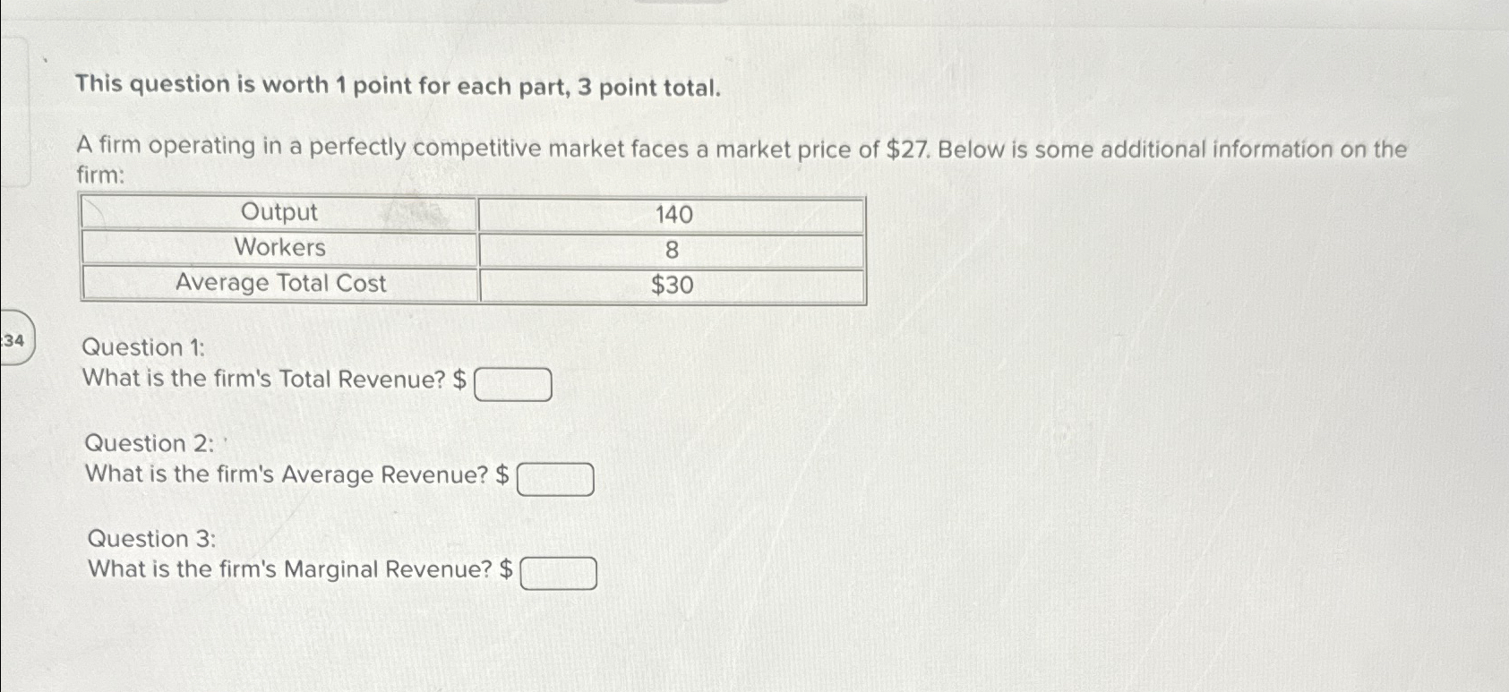 Solved This question is worth 1 ﻿point for each part, 3 | Chegg.com