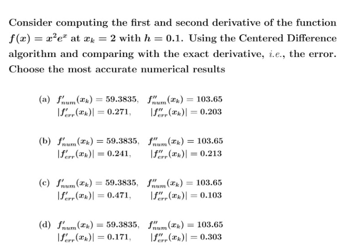 Solved Consider computing the first and second derivative of | Chegg.com