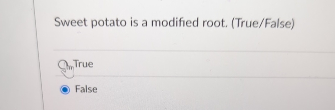 Solved Sweet potato is a modified root. (True/False)Qme | Chegg.com