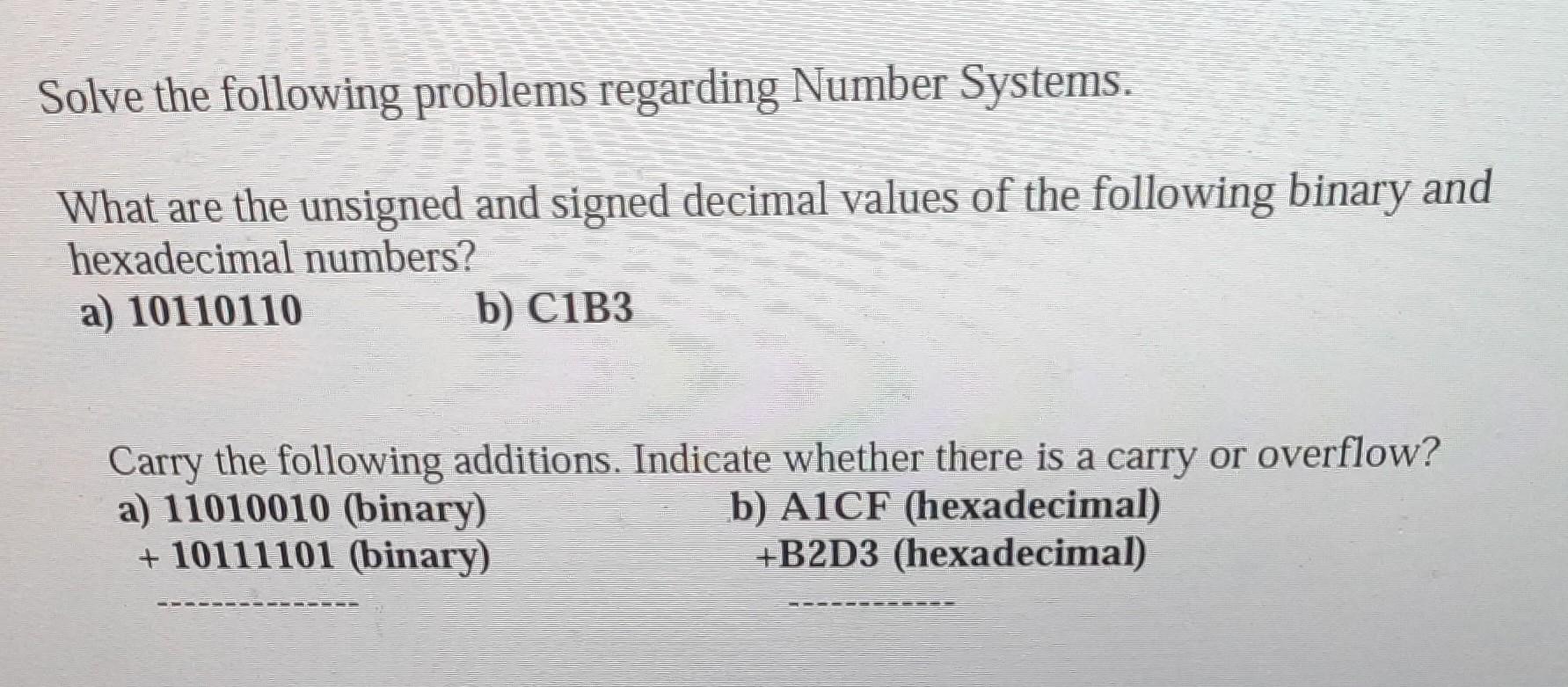 Solved Solve the following problems regarding Number | Chegg.com