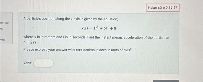 Solved A particle's position along the x-axis is given by | Chegg.com