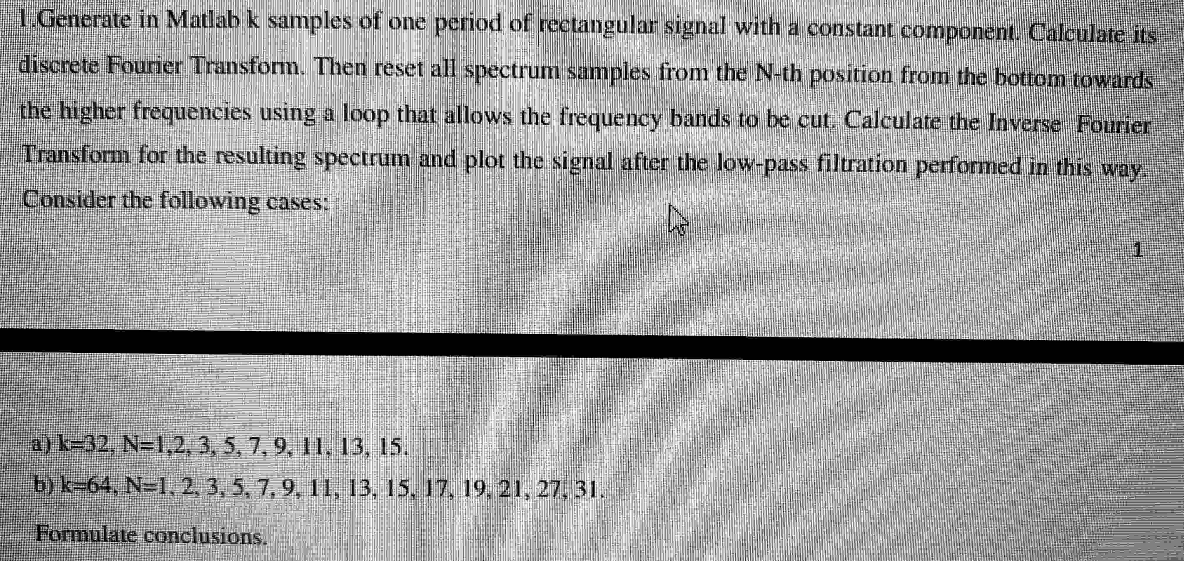 Solved Generate in Matlab k ﻿samples of one period of | Chegg.com