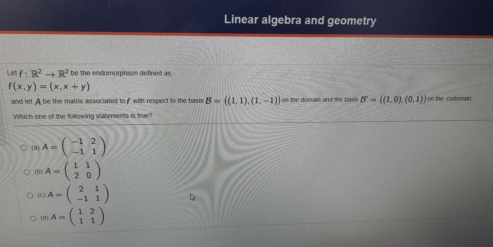 Solved Linear algebra and geometry Letf: R2 + R2 be the | Chegg.com