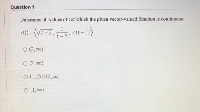 Solved Determine all values of t at which the given | Chegg.com