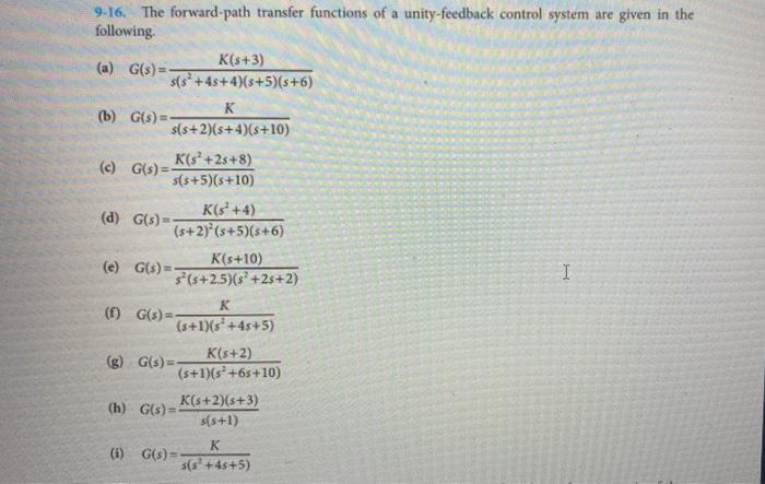 Solved 9-16. The forward-path transfer functions of a | Chegg.com