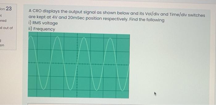 Solved on 23 et ered A CRO displays the output signal as | Chegg.com