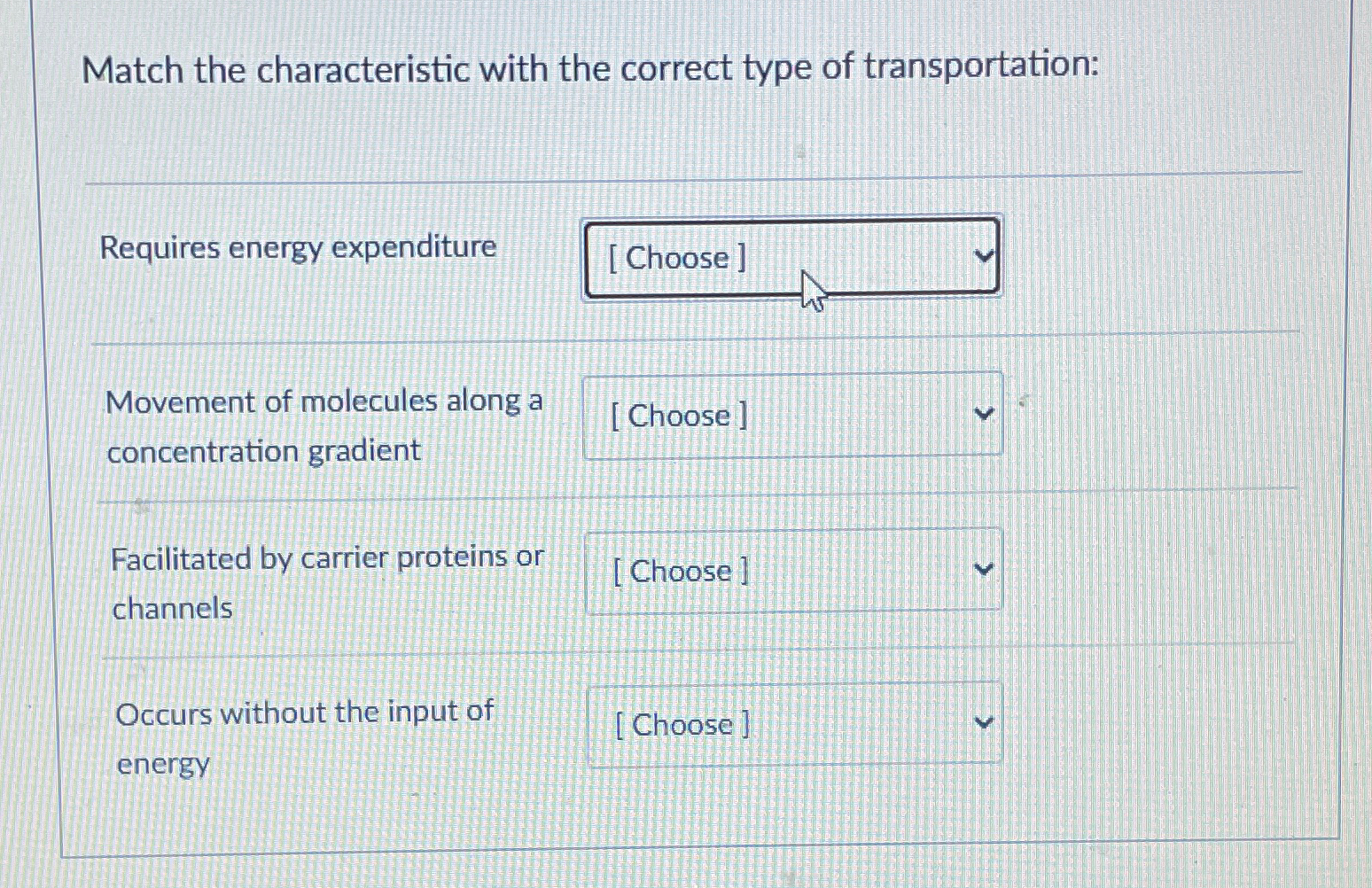 Solved Match the characteristic with the correct type of | Chegg.com