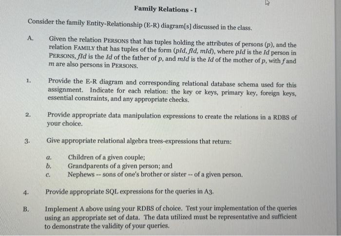 Solved Family Relations - I Consider the family | Chegg.com