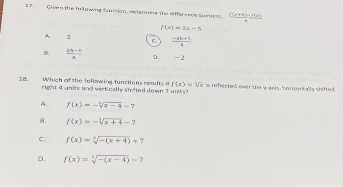 Solved 17. Given the following function, determine the | Chegg.com