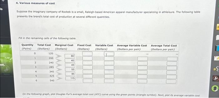 Solved ls est, 4. Various measures of cost Suppose the | Chegg.com
