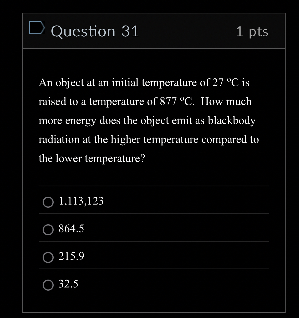 Solved Question 311 ﻿ptsAn object at an initial temperature | Chegg.com