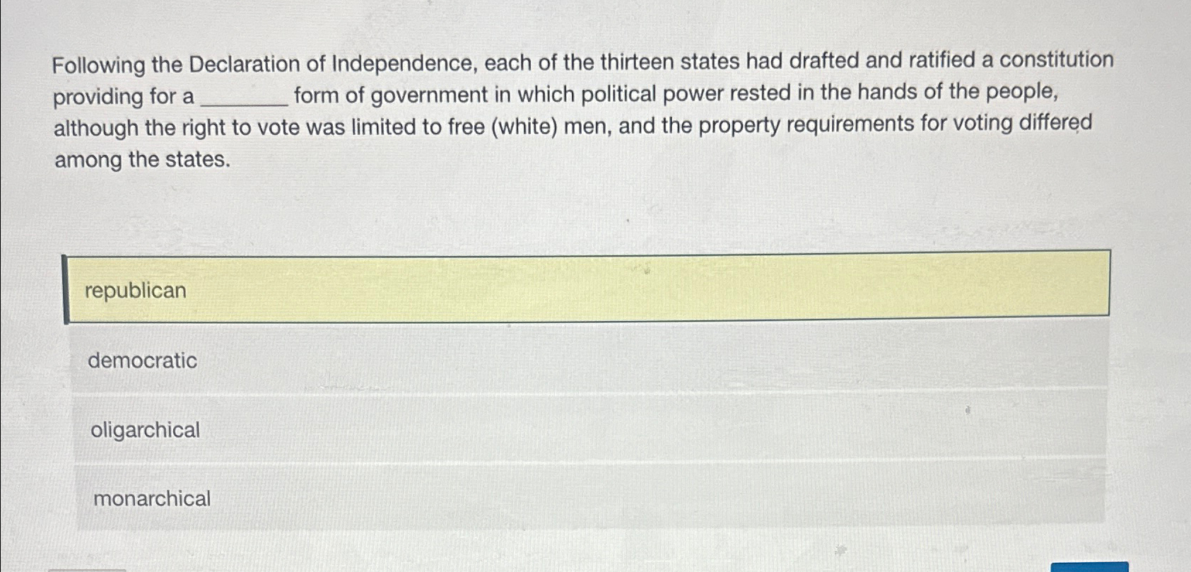 Solved Following the Declaration of Independence, each of | Chegg.com