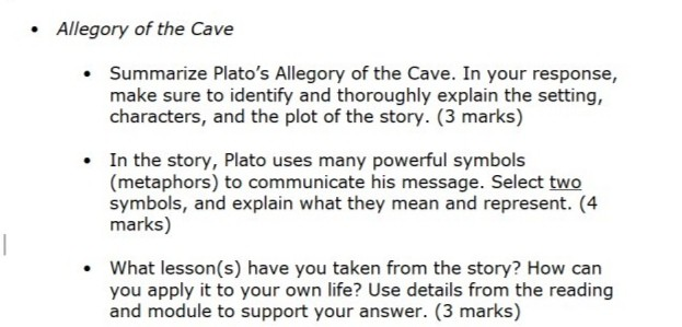 Allegory of the Cave Summarize Plato’s Allegory of | Chegg.com