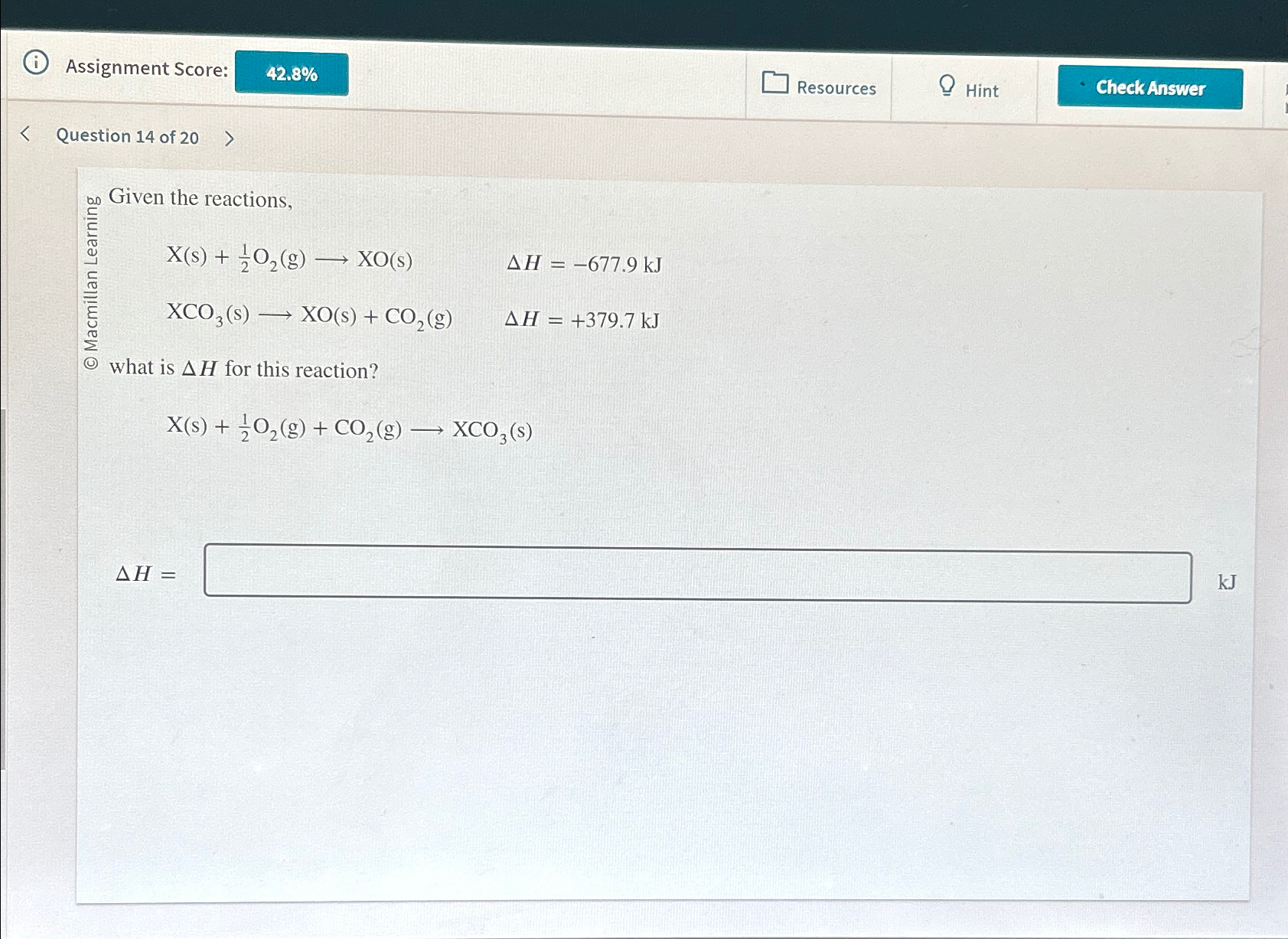 Solved Assignment Score:ResourcesHintQuestion 14 ﻿of 20an | Chegg.com
