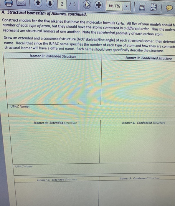 Solved A. Structural Isomerism of Alkanes Construct models | Chegg.com