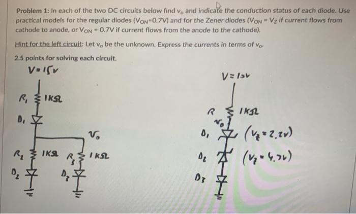 Solved Problem 1: In each of the two DC circuits below find | Chegg.com
