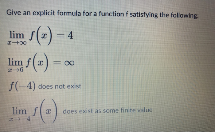 Solved Give an explicit formula for a function f satisfying | Chegg.com