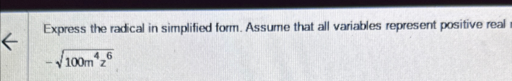 Solved Express the radical in simplified form. Assume that | Chegg.com