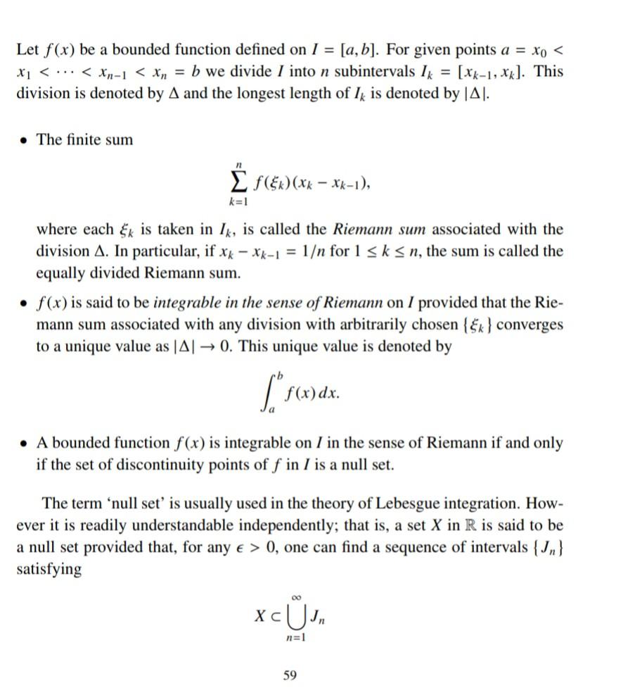 Solved Let f(x) be a bounded function defined on I = [a, b]. | Chegg.com