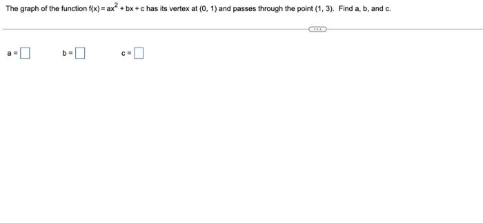 Solved The graph of the function f(x)=ax2+bx+c has its | Chegg.com