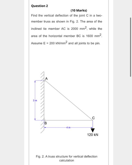 Solved Question 2 (10 Marks) Find the vertical deflection of | Chegg.com