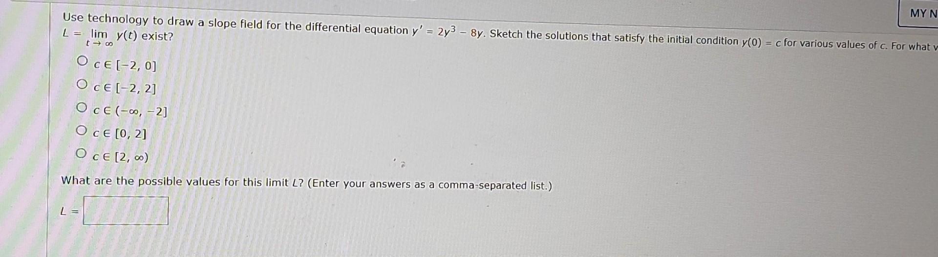 Solved Use technology to draw a slope field for the | Chegg.com