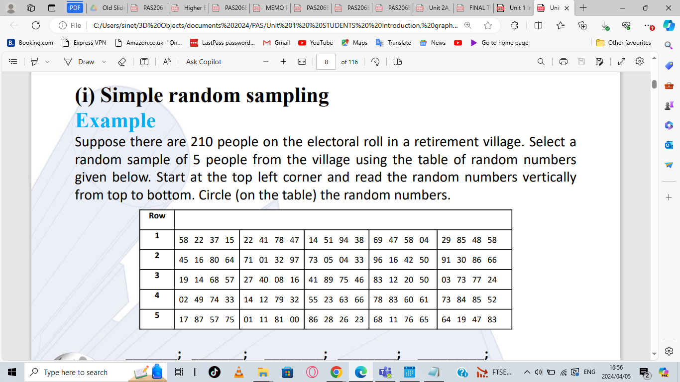 Solved (i) ﻿Simple random samplingExampleSuppose there are | Chegg.com