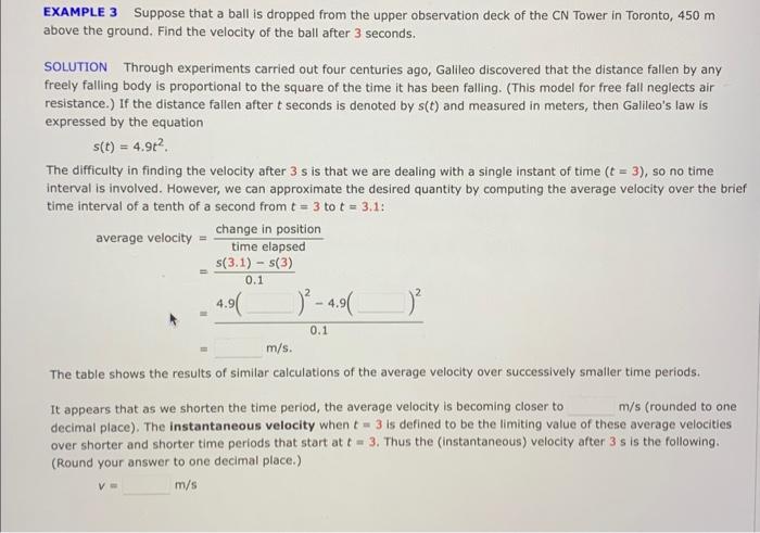 Solved EXAMPLE 3 Suppose that a ball is dropped from the | Chegg.com