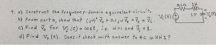 Solved 4. a) Construct the frequency-domain equivalent | Chegg.com