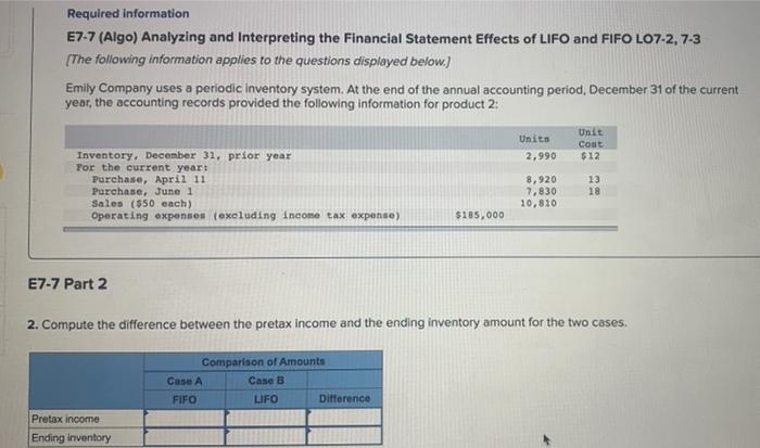 Solved Required Information E7-7 (Algo) Analyzing and | Chegg.com