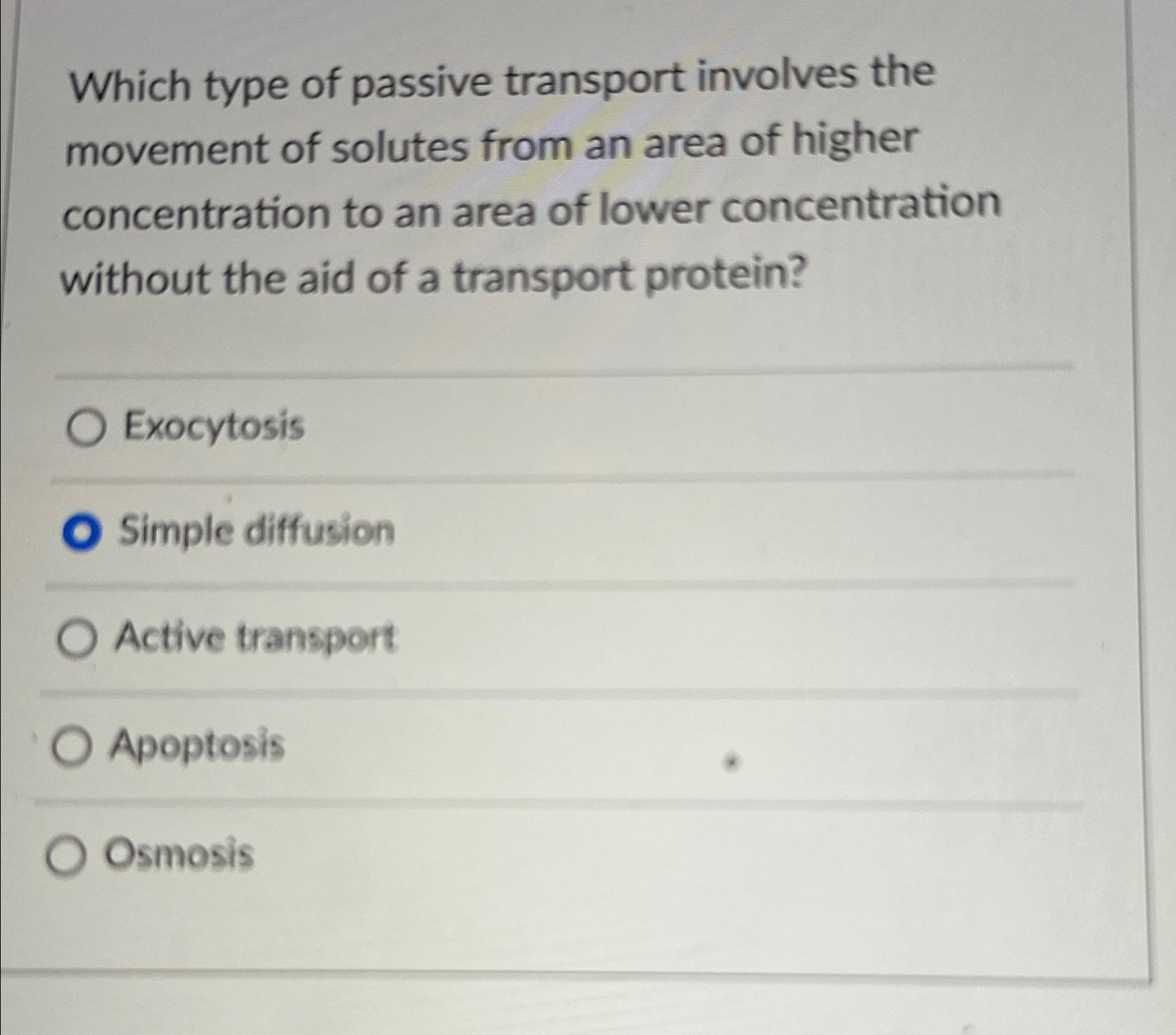 Solved Which type of passive transport involves the movement | Chegg.com